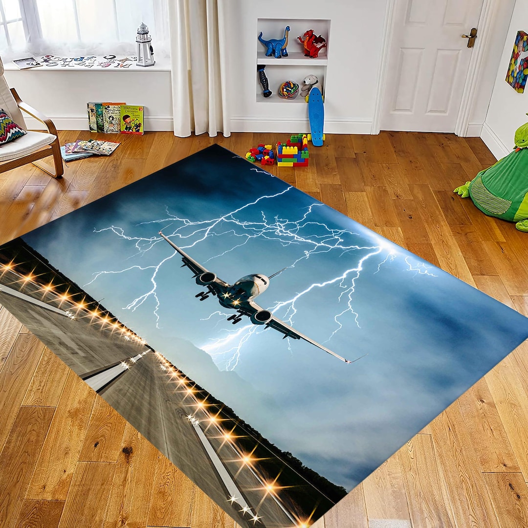 Lightning Plane Rug,plane Rug,plane Pattern Rug,plane Decor Rug,aerial ...