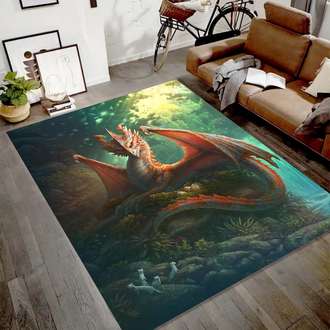Dragon Rug, Dragon Pattern Rug, Customized Rug, Family Gift, Living ...