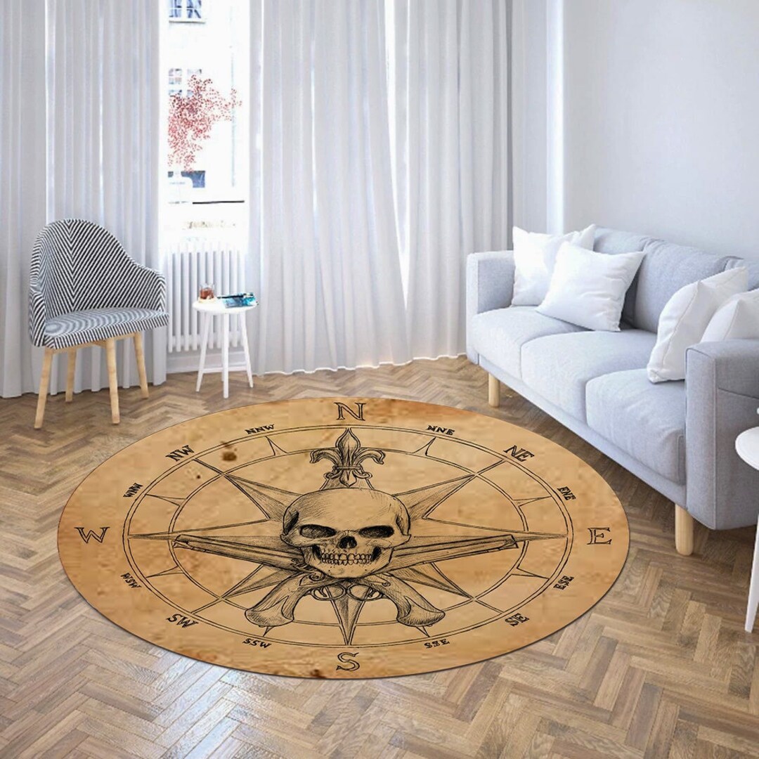 Compass Round Rug,modern Rug, Living Room Rug,area Rug, Abstract ...