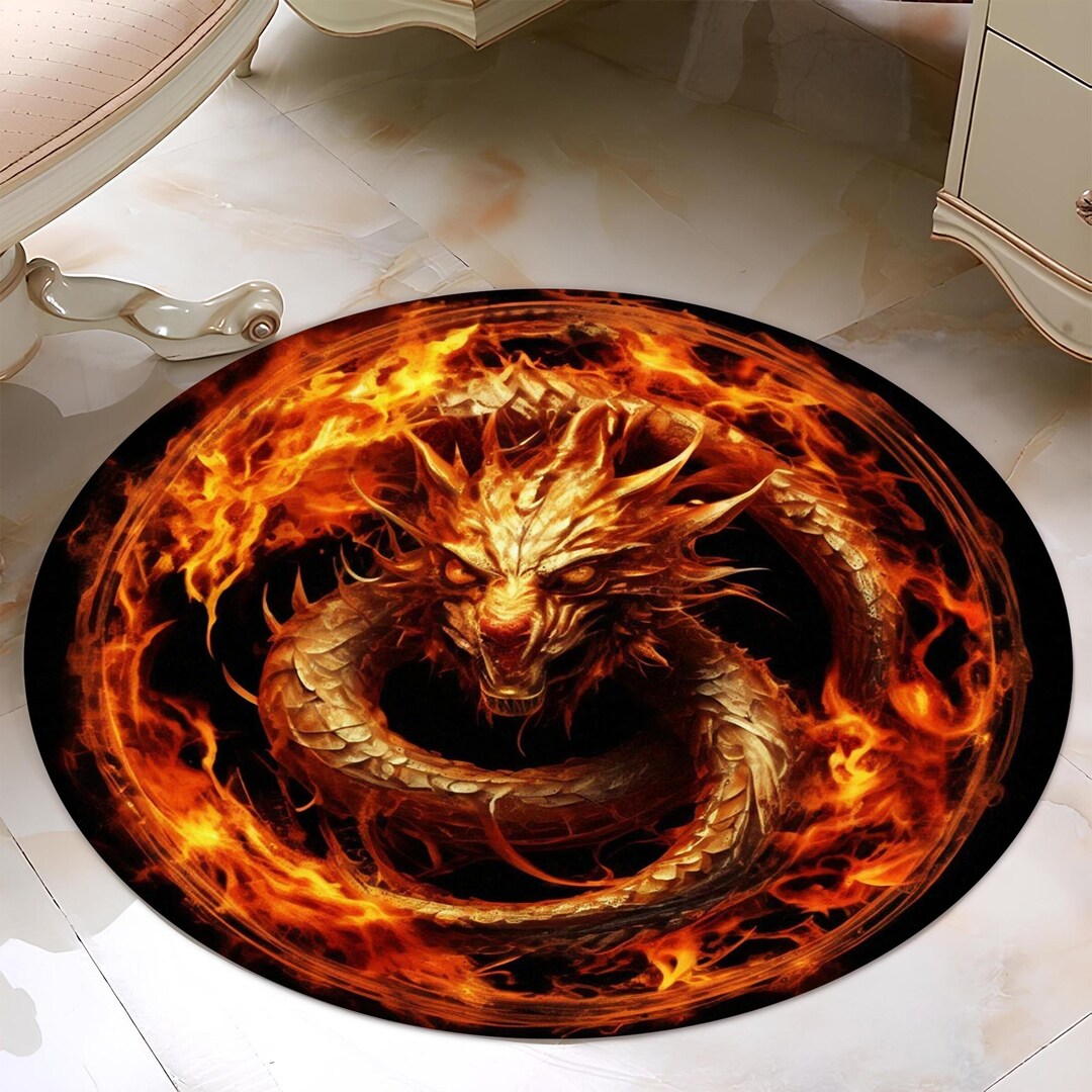Round Dragon Rug,dragon Pattern Rug, Customized Rug,for Living Room ...