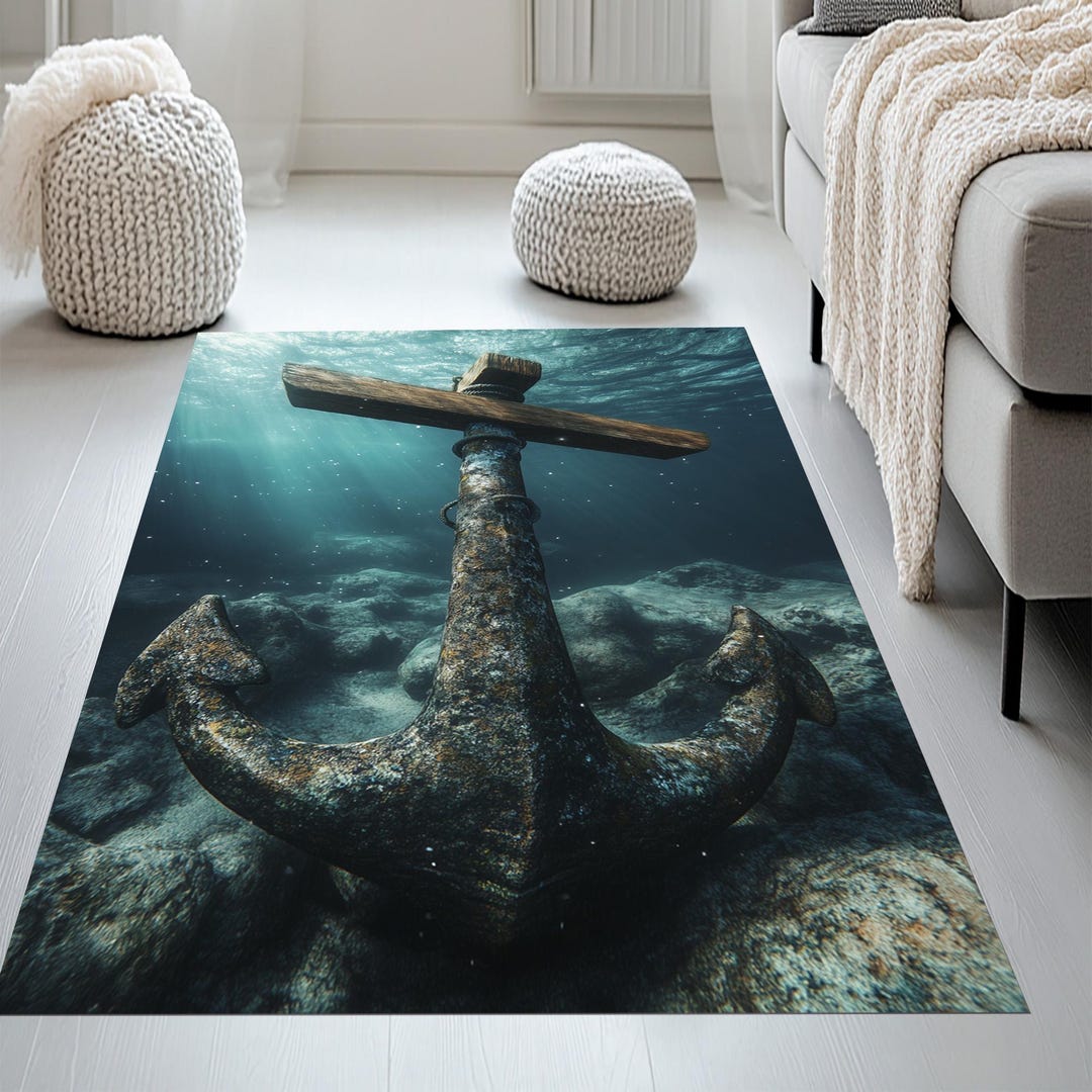 Anchor, Anchor Art Rug, Ship Anchor Rug, Sailor Rug, Old Anchor Carpet ...