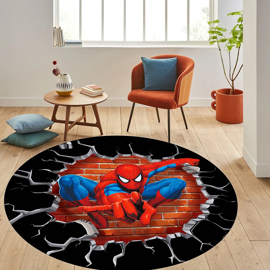 Round Spiderman Rug,art Rug,modern Rug,living Room Rug,area Rug ...