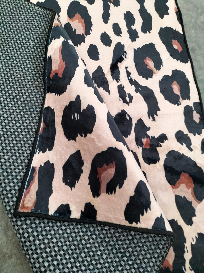 Leopard Print Runner Rug, Brown Black Faux Fur Art Rug - Etsy