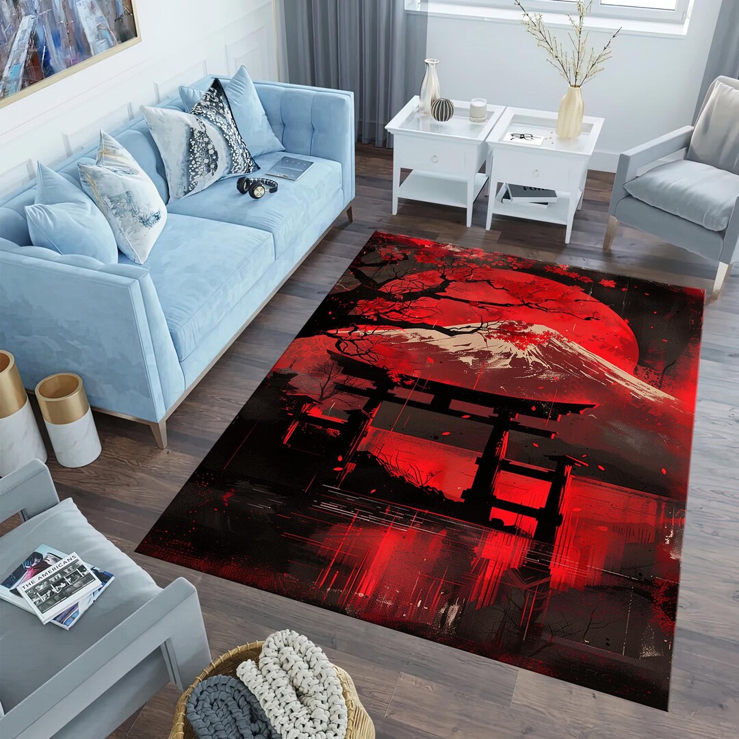 Red and Black Samurai Rug, Samurai Art Rug,samurai Art Rugs,samurai ...