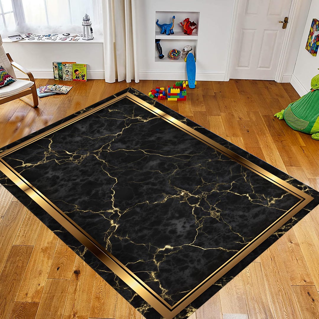 Black Gold Marble Rug, Black Gold Rug, Black Gold Rugs,black Gold ...