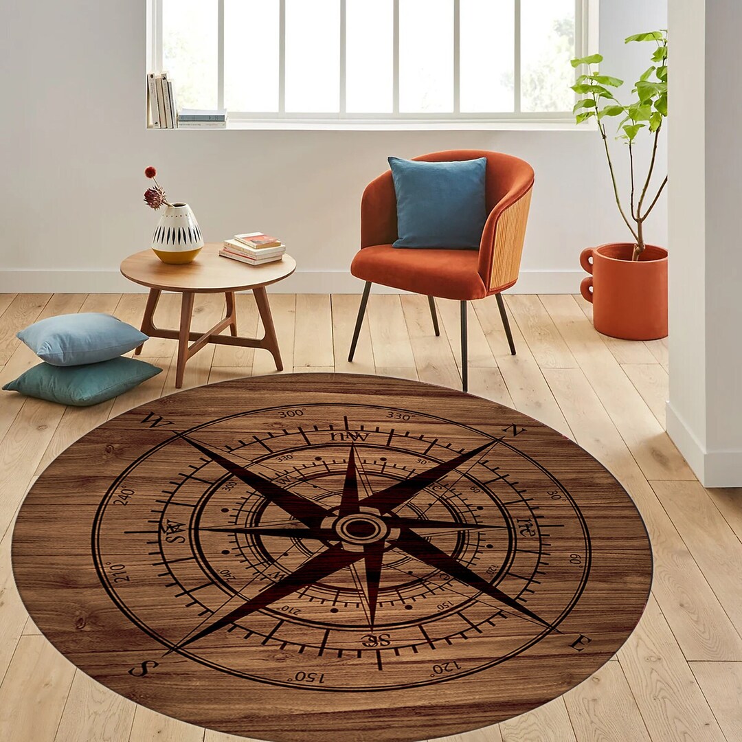 Compass Round Rug,modern Rug, Living Room Rug,area Rug, Abstract ...