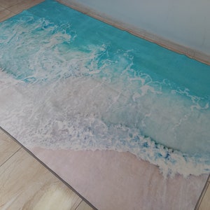 Beach Picture Rug: Modern Sea Wave Design, Living Room Decor - Etsy