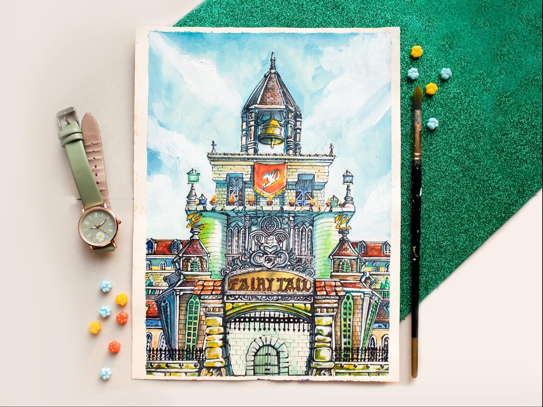 Fairy Tail Anime Guild House - Original Watercolor Fanart A4 Print - Etsy