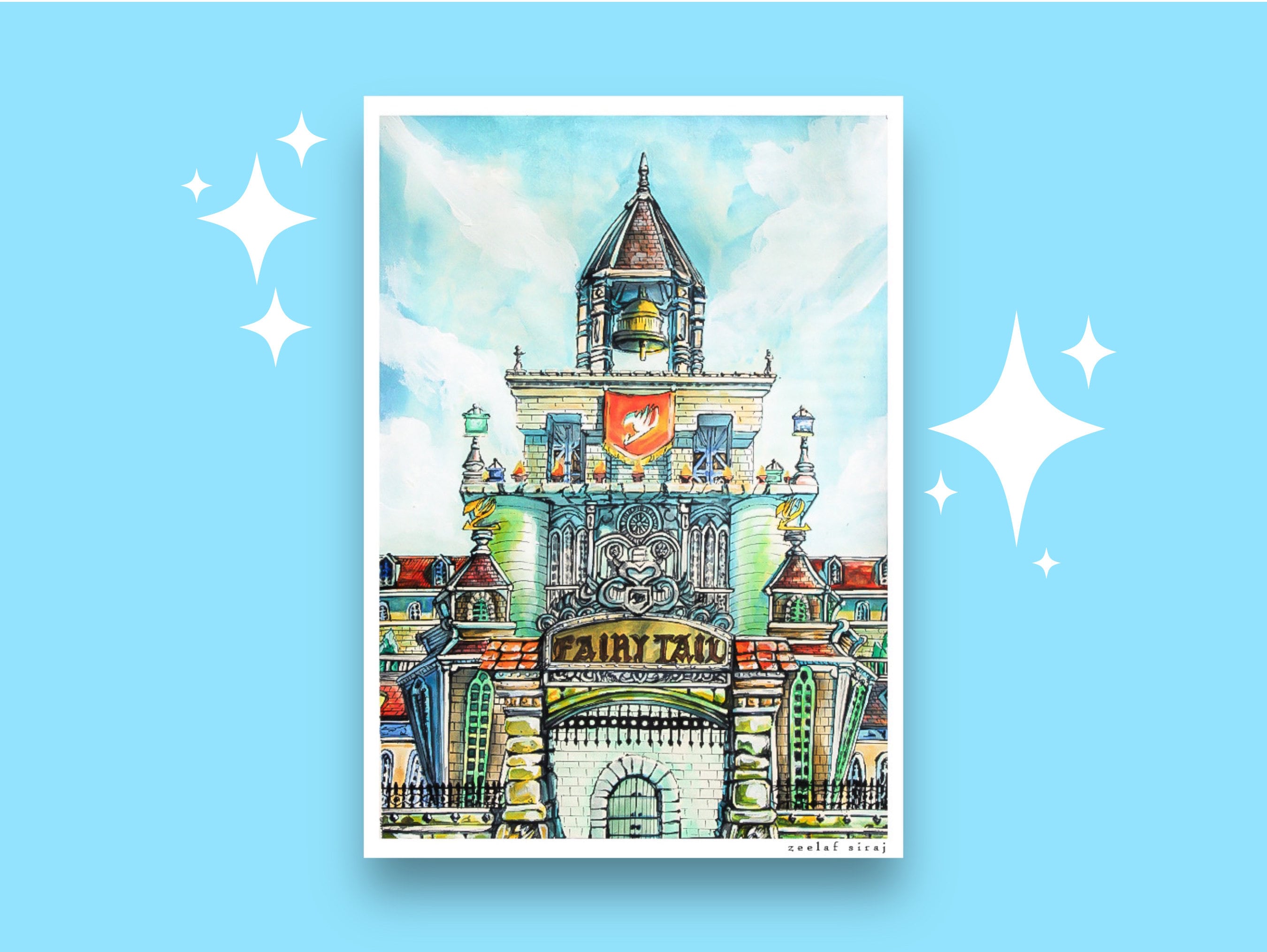 Fairy Tail Anime Guild House - Original Watercolor Fanart A4 Print - Etsy