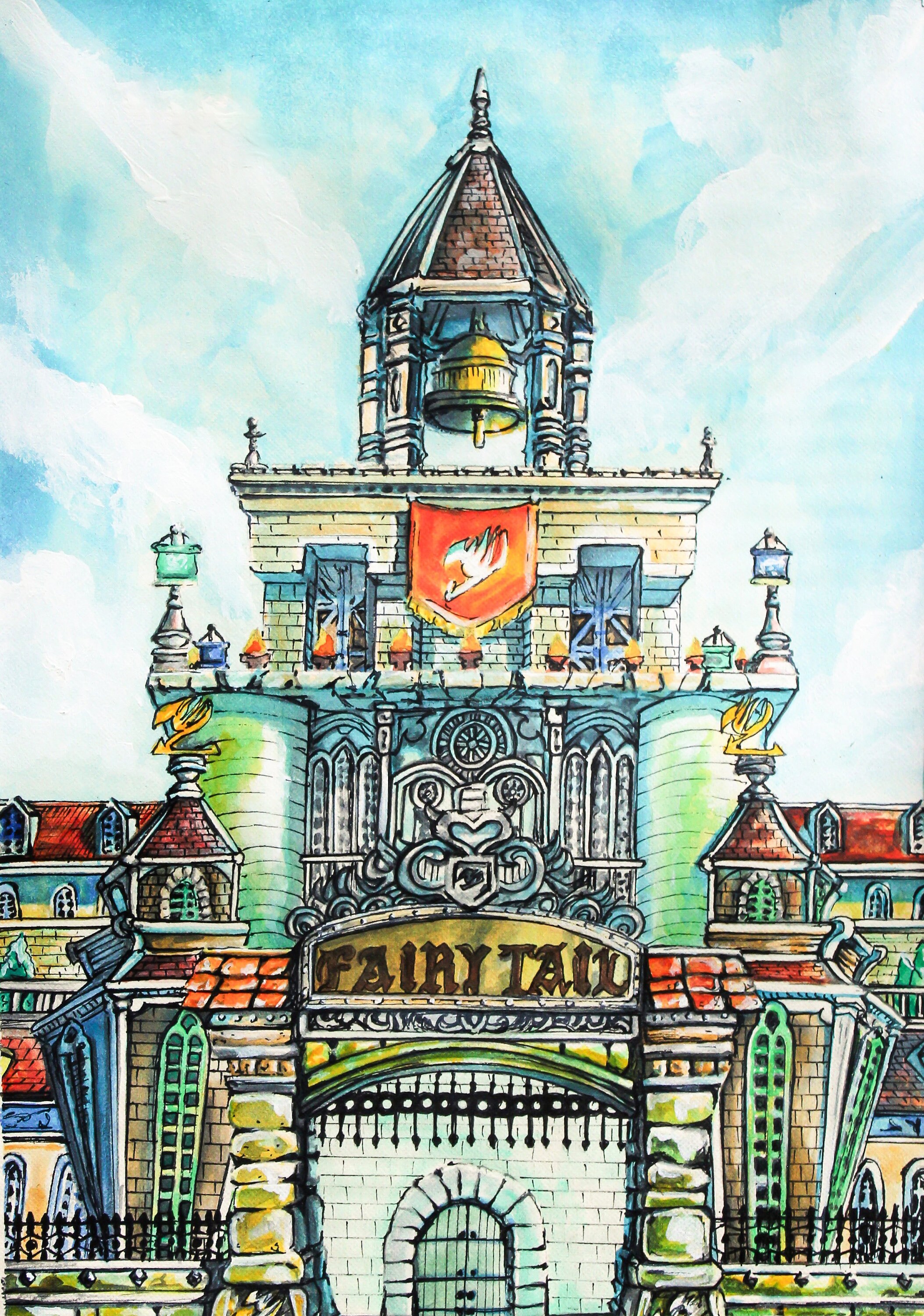 Fairy Tail Anime Guild House - Original Watercolor Fanart A4 Print - Etsy