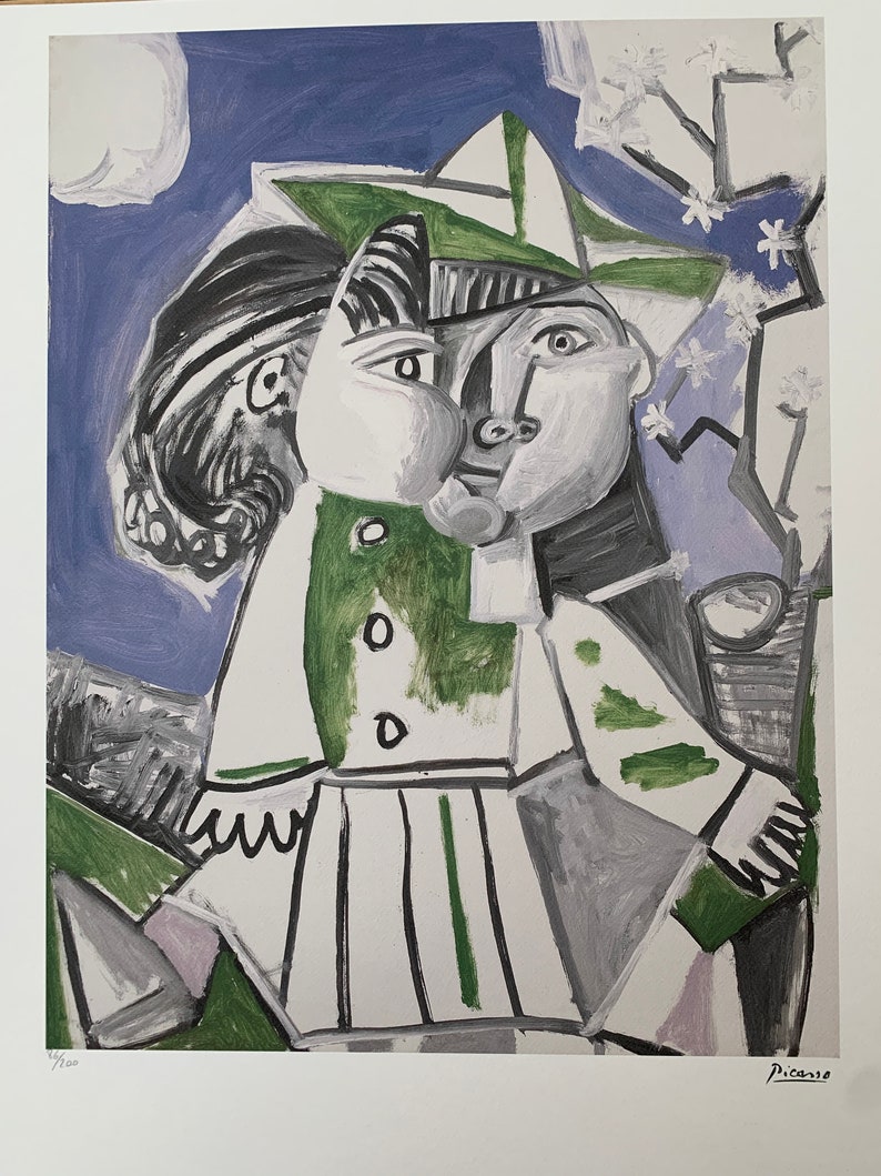 Pablo Picasso Signed Certificate cubist Wall Art, Cubist Lithograph ...