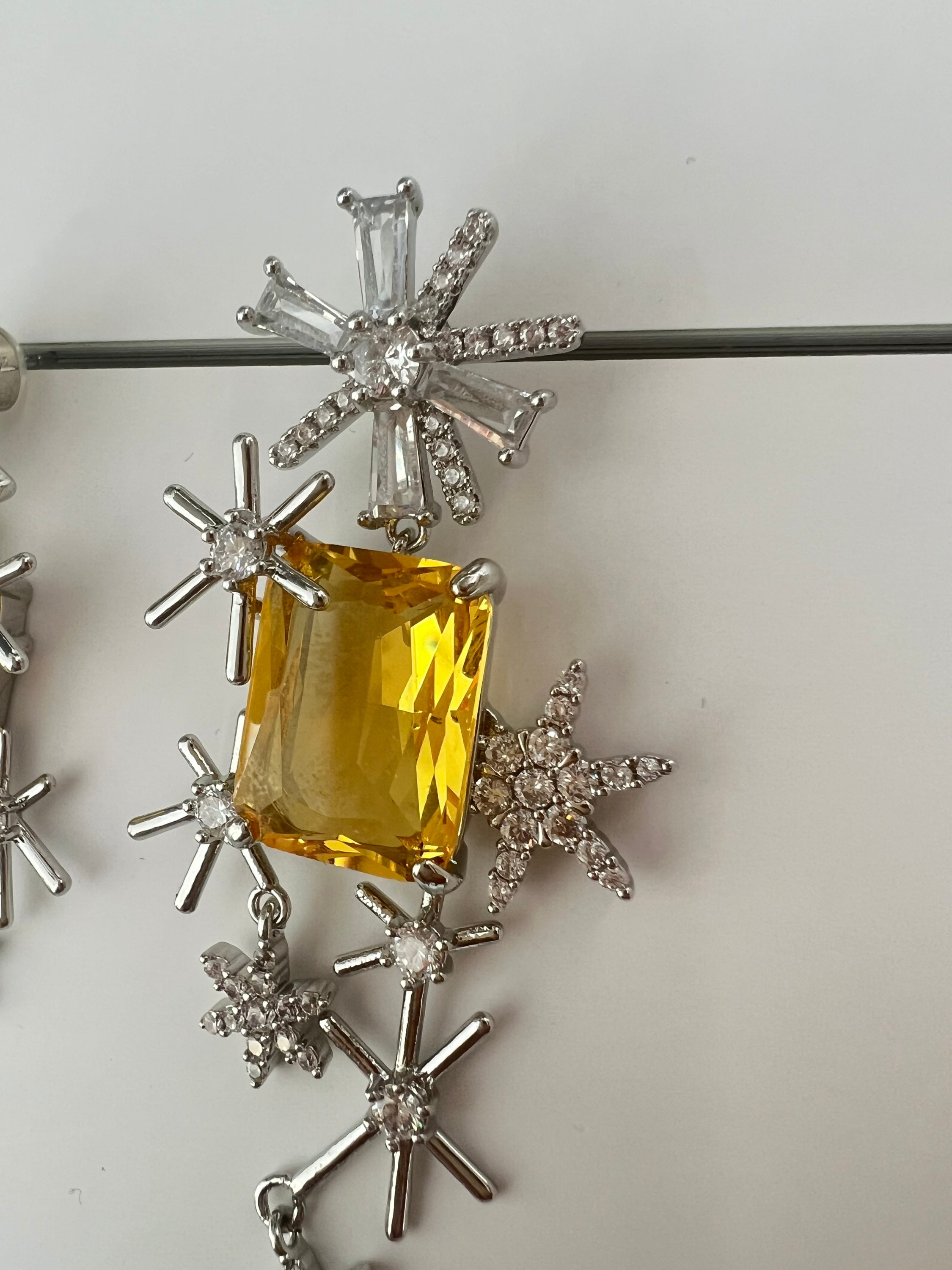 Yellow Swarovski Crystal With Pave Star Winter Christmas Dangle ...