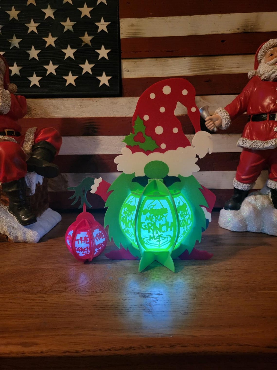 Christmas Standing Grinch Gnome Lantern With Fairy Light - Etsy