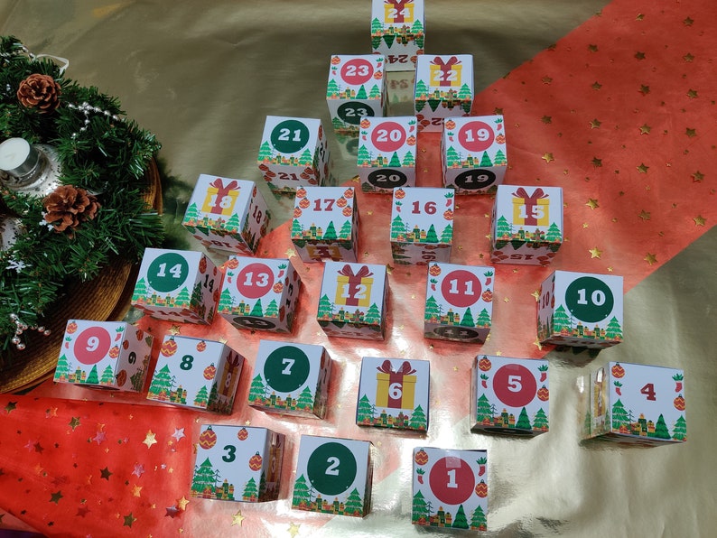 Advent Calendar Printable Numbers Boxes, Boxes Template With Numbers 1 ...