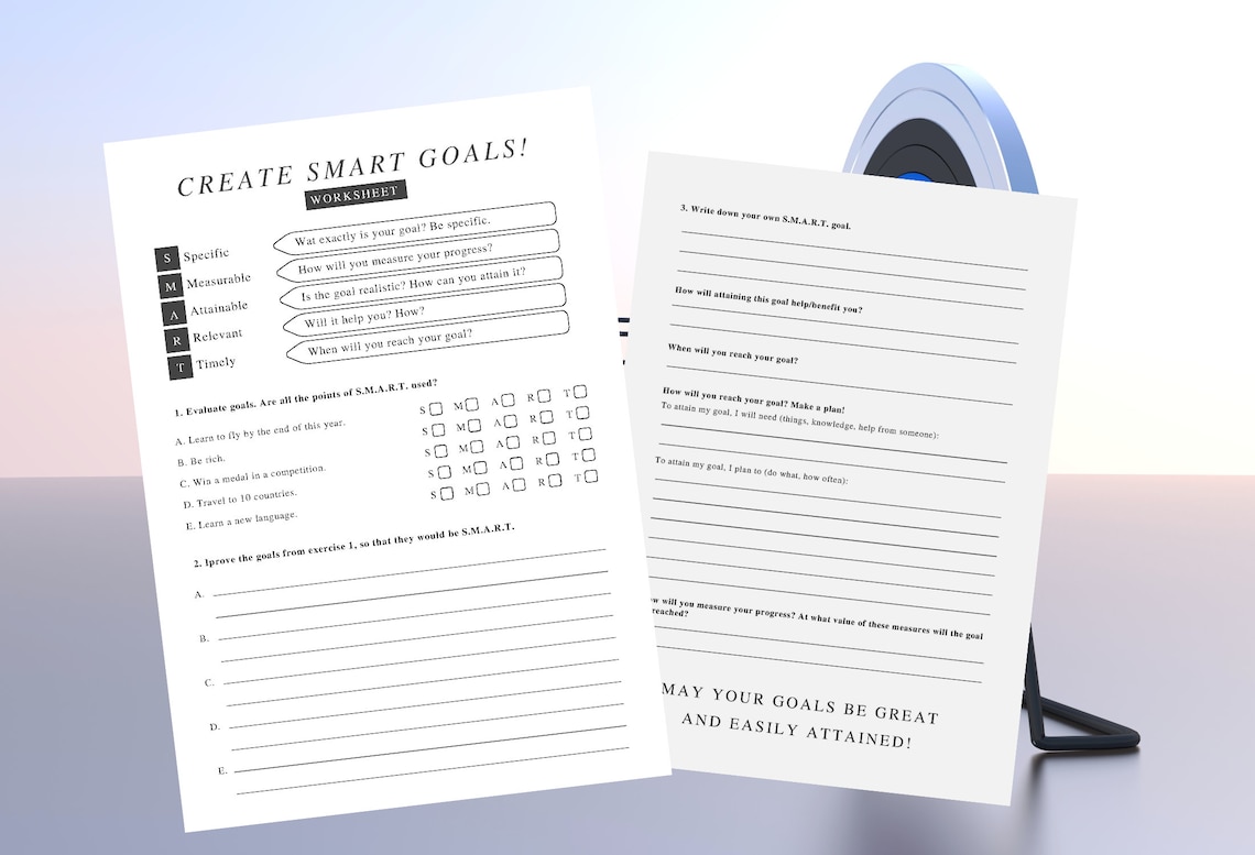 Smart Goals Worksheet Template for Teens, Goal Setting Printable ...