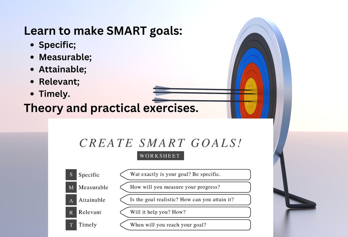 Smart Goals Worksheet Template for Teens, Goal Setting Printable ...