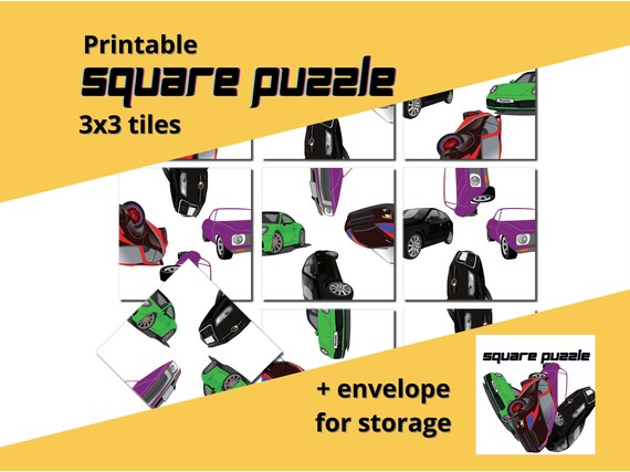Printable Puzzle 3x3 Fun Squares Cars PDF Instant Download - Etsy