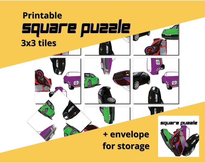 Printable Puzzle 3x3 Fun Squares Cars PDF Instant Download - Etsy