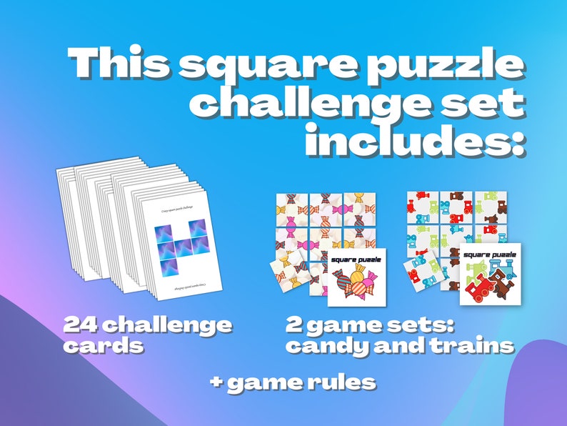 Square Puzzle Challenge Set, Printable Materials for Kids, Preschoolers ...