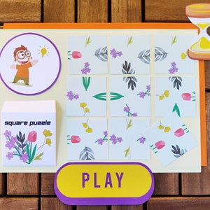 9 Piece Tile Game | Printable Game | Print Puzzle 3x3 | Fun Squares ...