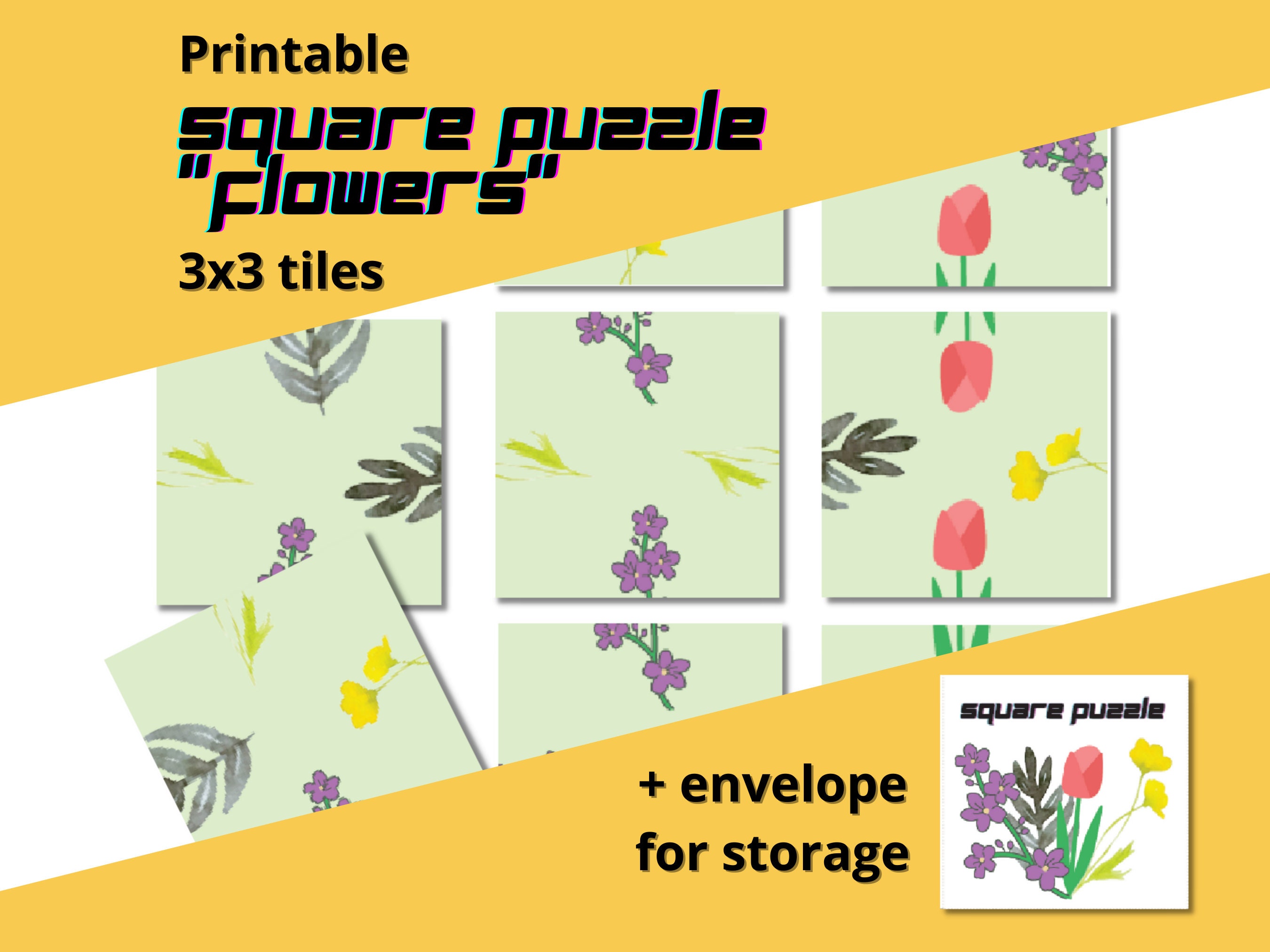 9 Piece Tile Game | Printable Game | Print Puzzle 3x3 | Fun Squares ...