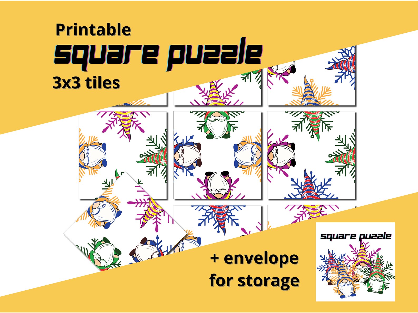 Printable Gnome Christmas Game, Logic Puzzle, Montessori Educational ...