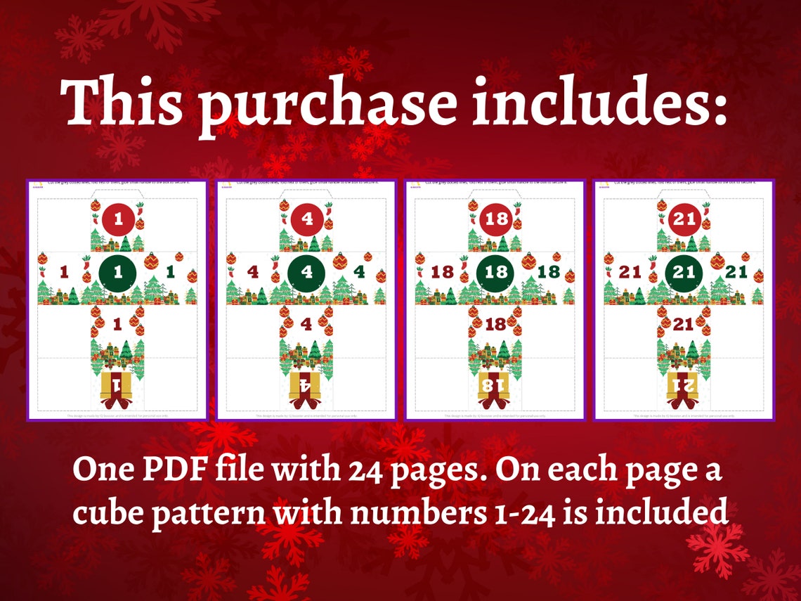Advent Calendar Printable Numbers Boxes Boxes Template With - Etsy Canada