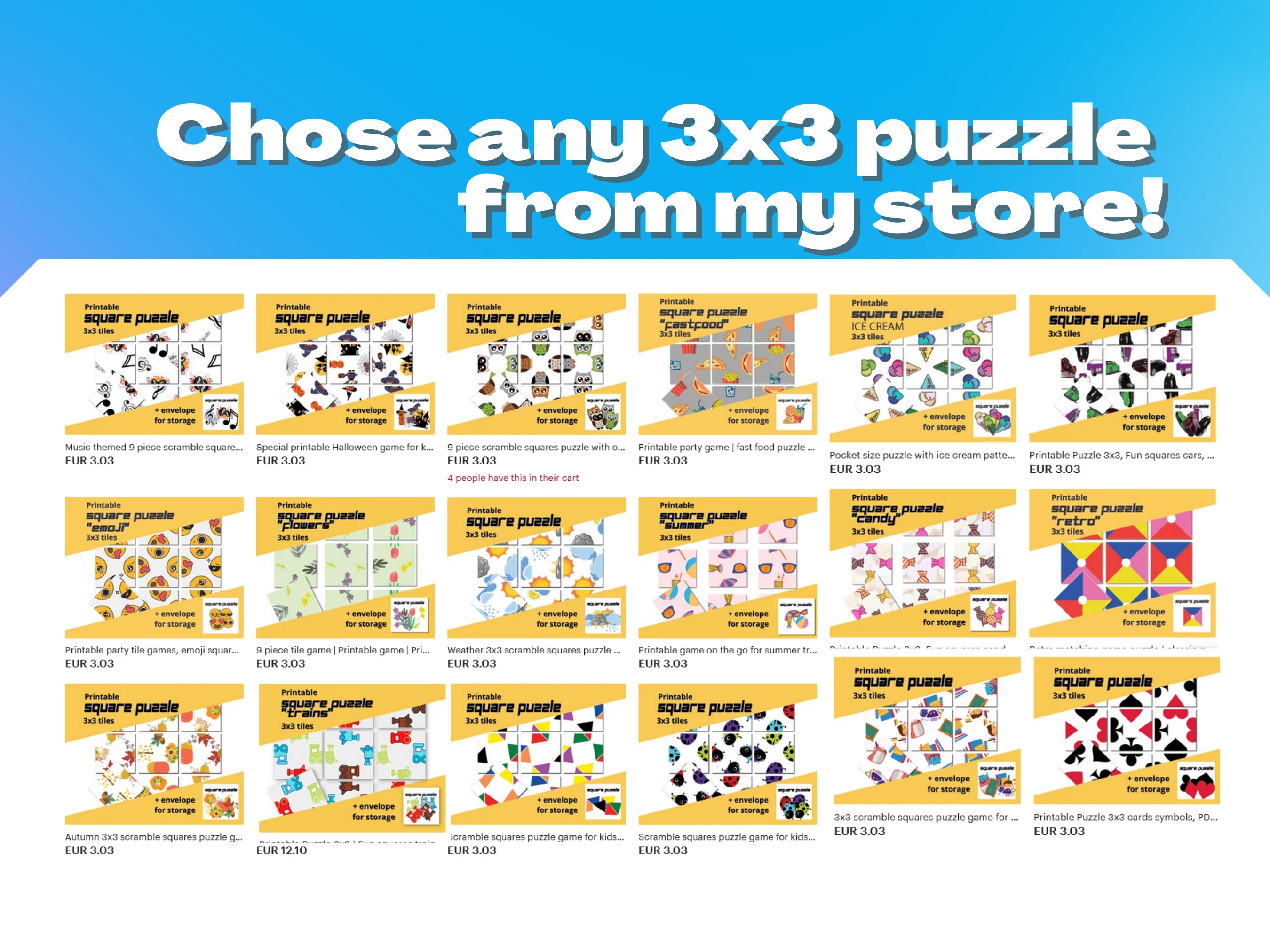 Square Puzzle Challenge Set, Printable Board Game for Kids ...