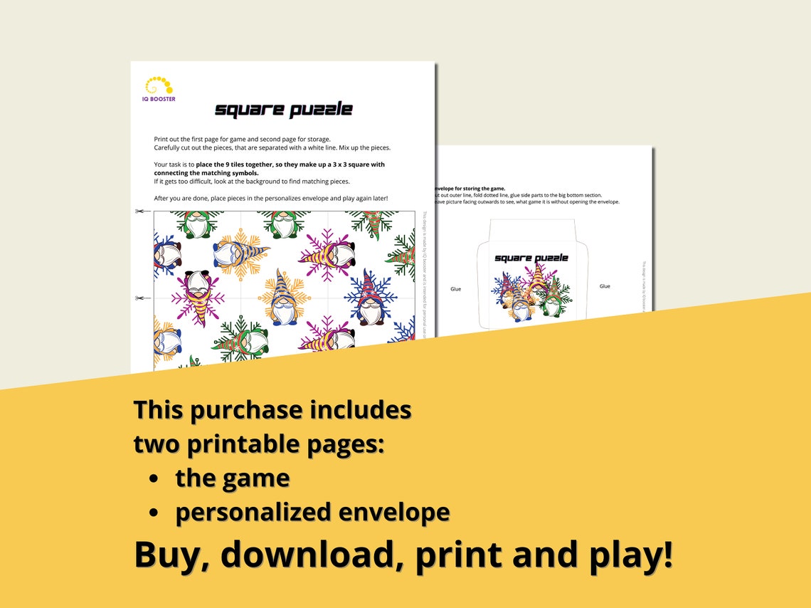 Printable Gnome Christmas Game, Logic Puzzle, Montessori Educational ...