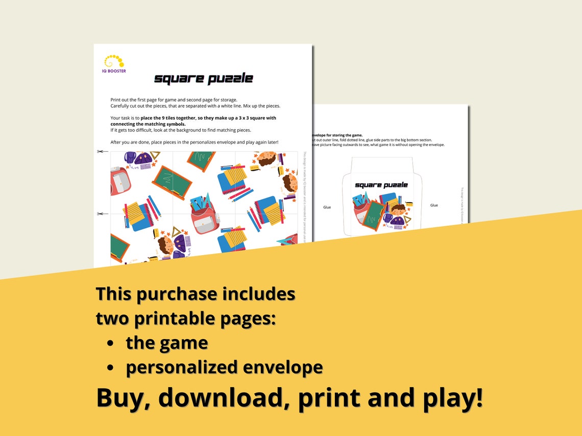 3x3 Scramble Squares Puzzle Game for Kids With Envelope for Storage ...