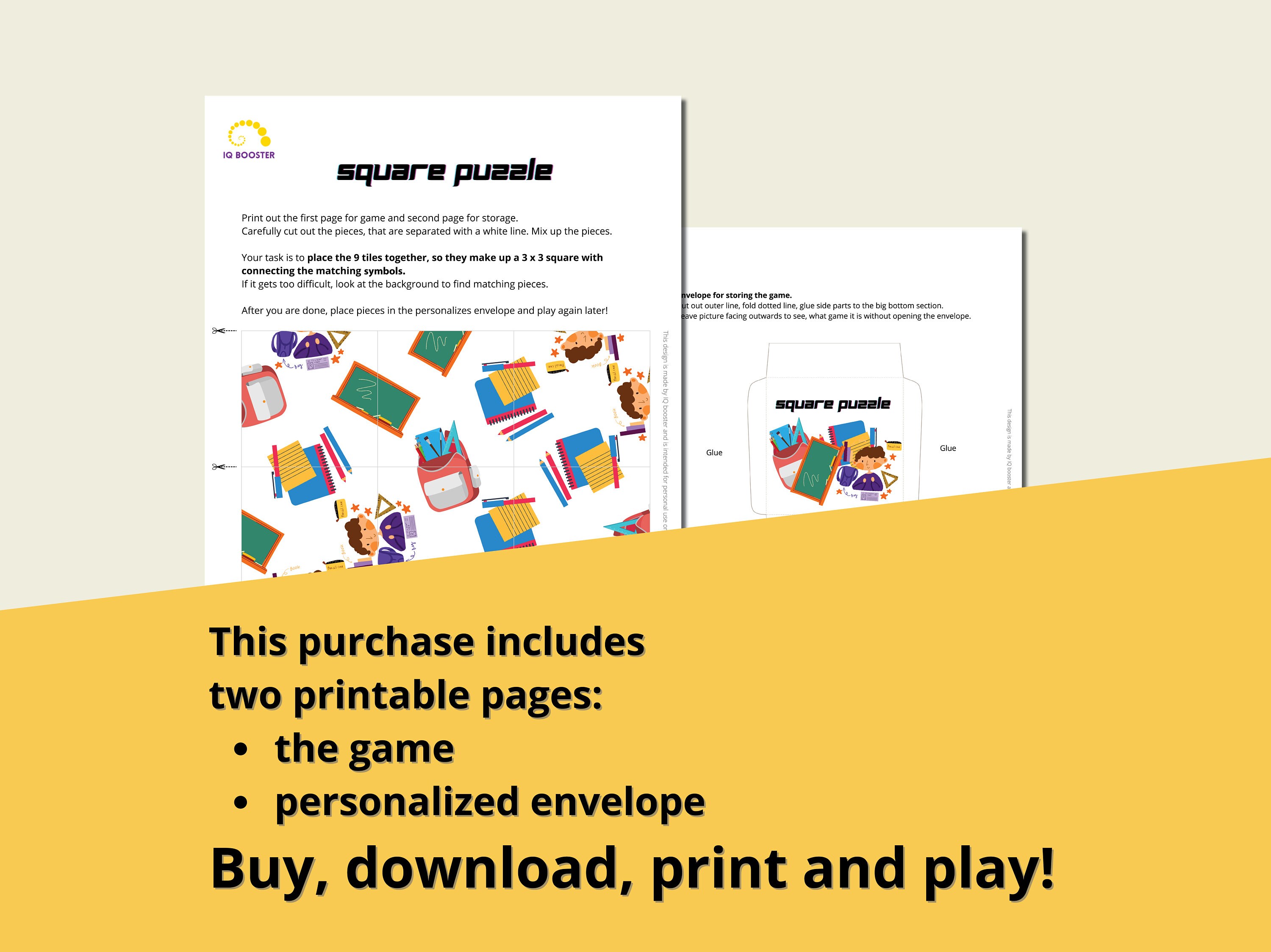 3x3 Scramble Squares Puzzle Game for Kids With Envelope for Storage ...
