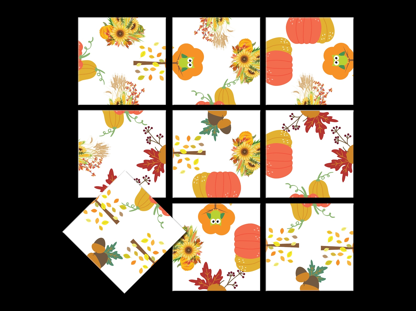 Autumn 3x3 Scramble Squares Puzzle Game for Kids With Envelope for ...