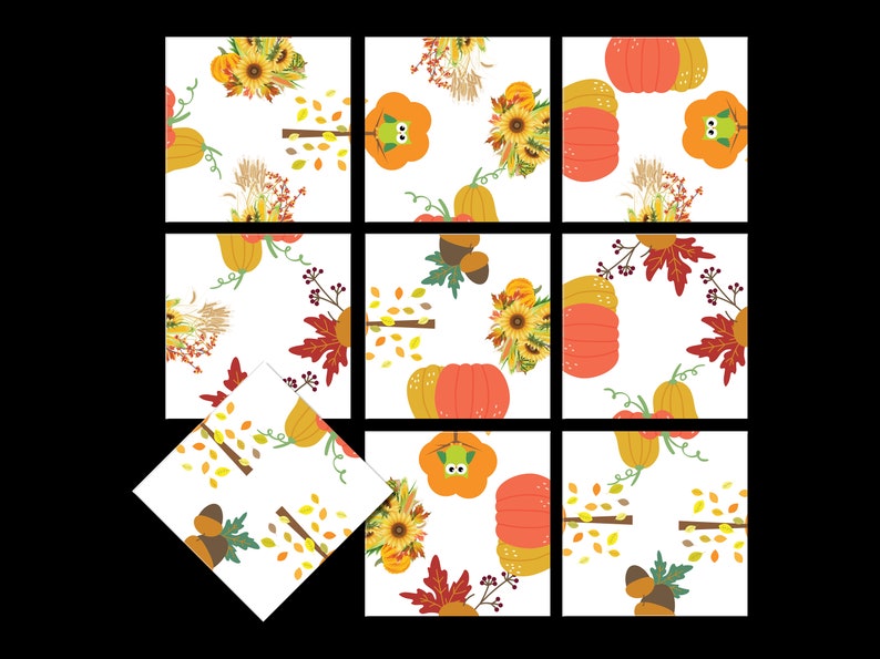 Autumn 3x3 Scramble Squares Puzzle Game for Kids With Envelope for ...