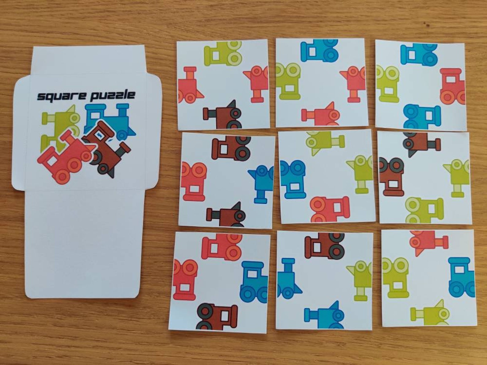 Printable Puzzle 3x3 | Fun Squares Trains | PDF Instant Download With ...