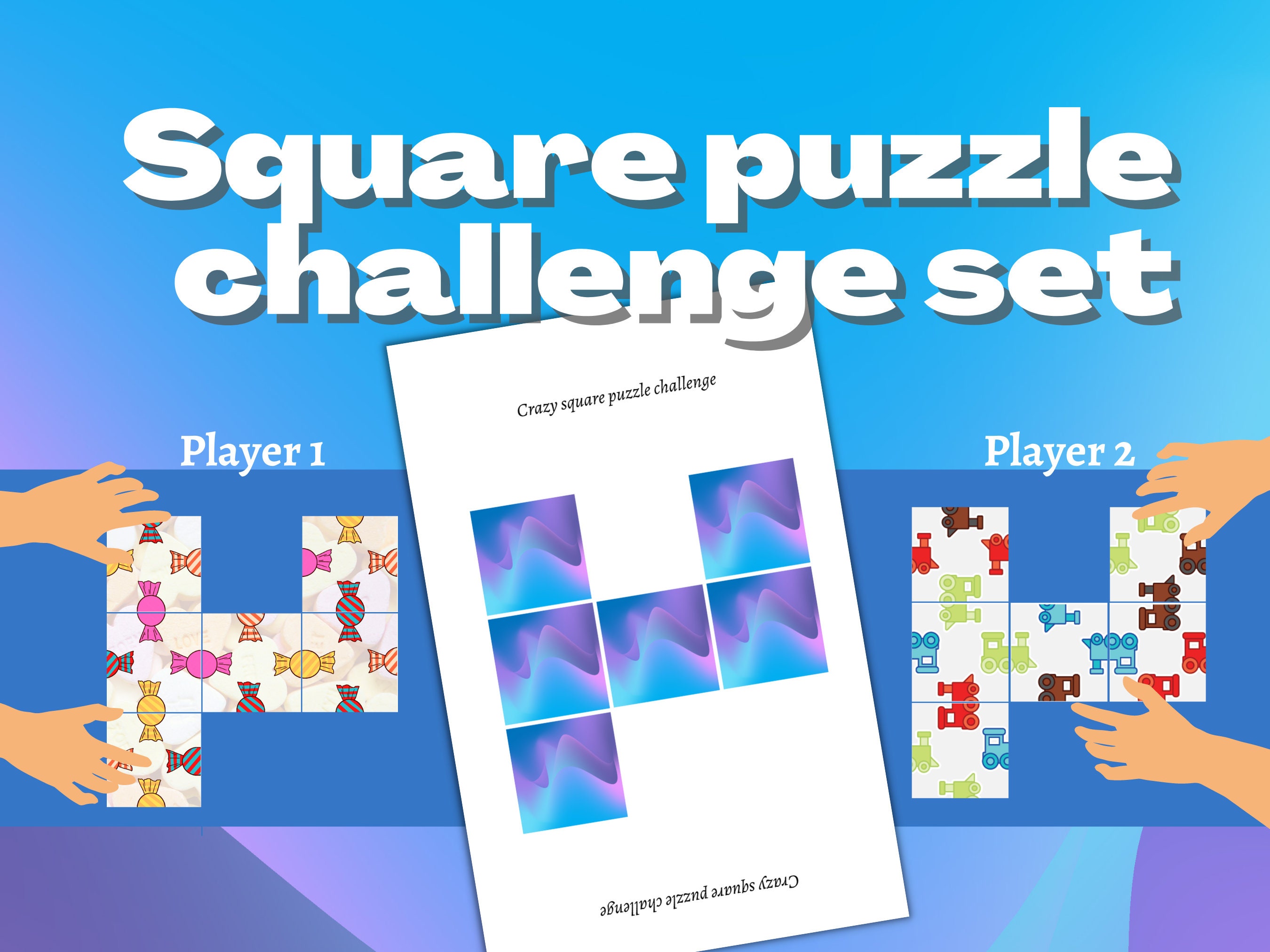 Square Puzzle Challenge Set, Printable Materials for Kids, Preschoolers ...