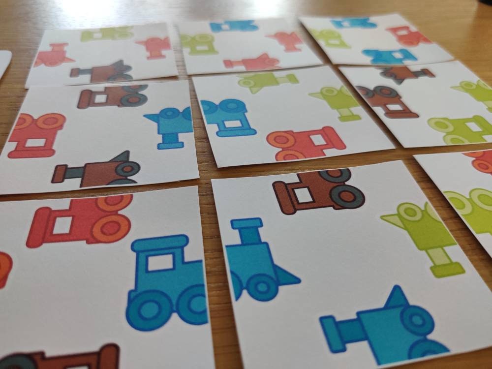 Printable Puzzle 3x3 | Fun Squares Trains | PDF Instant Download With ...