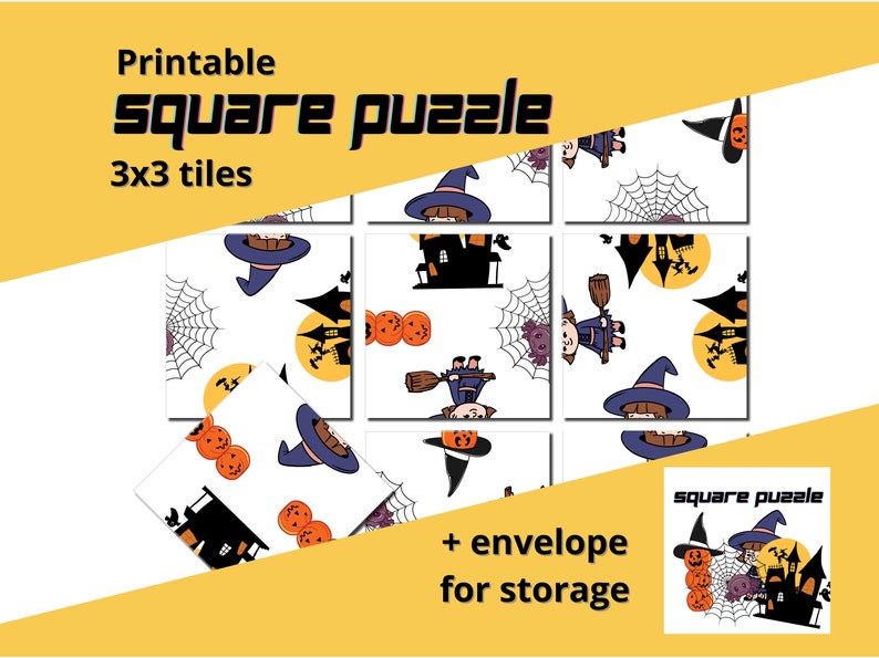 Special Printable Halloween Game for Kids, 3x3 Piece Puzzle With ...