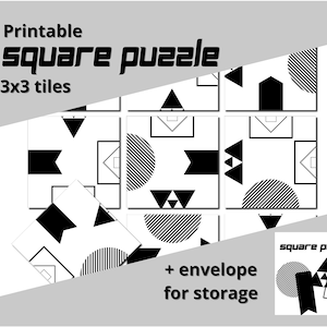 Printable Puzzle 3x3 Black and White Prints, PDF Instant Download With ...