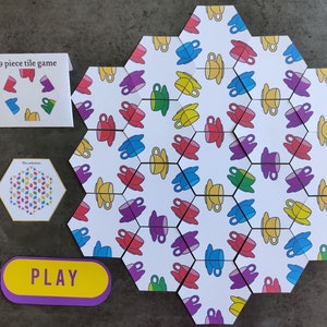 Printable Hexagon 19 Tile Puzzle Game With Cup Pattern, Printable Game ...