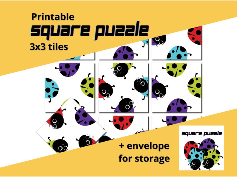 Scramble Squares Puzzle Game for Kids With Envelope for Storage, Back ...
