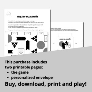 Printable Puzzle 3x3 Black and White Prints, PDF Instant Download With ...