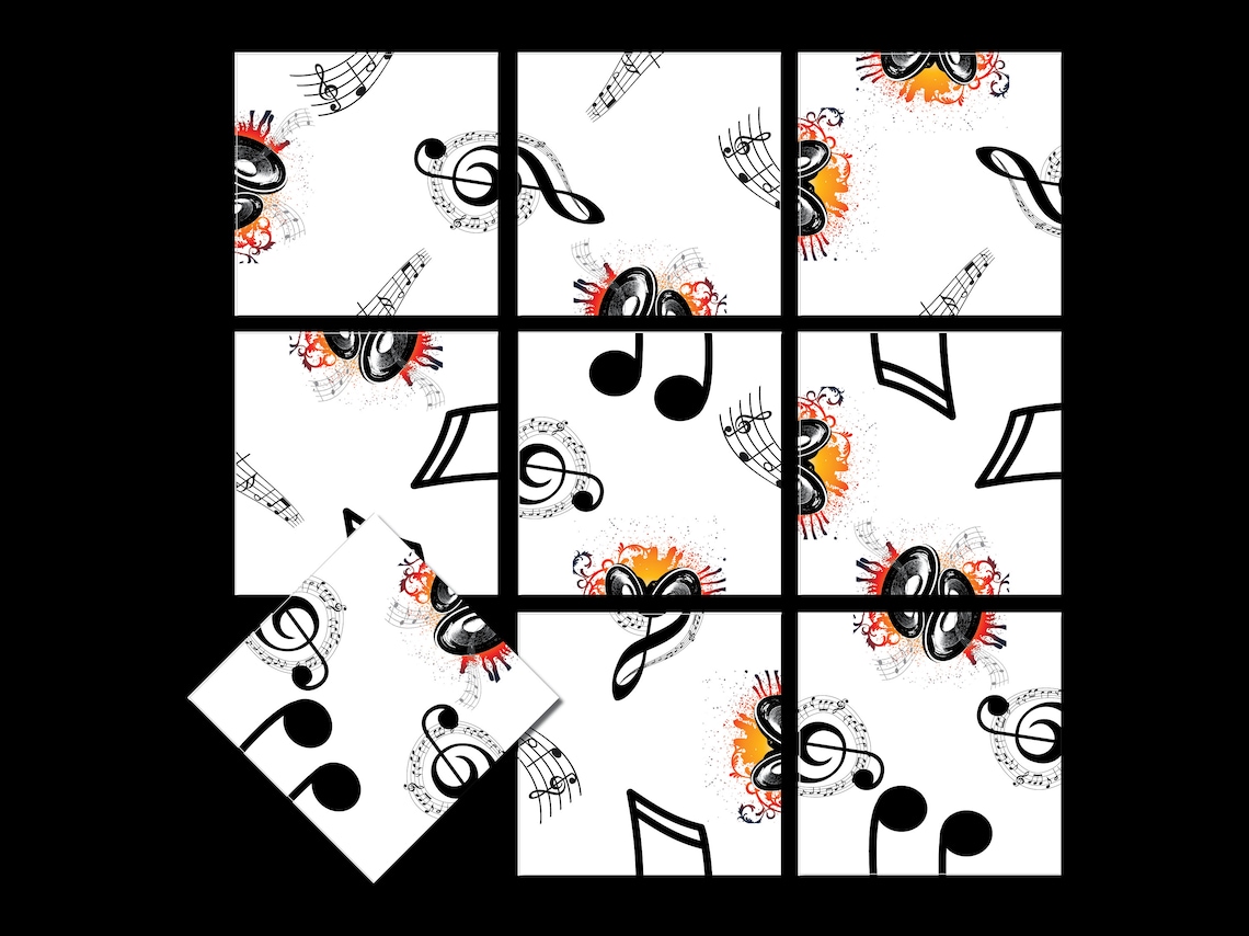 Music Themed 9 Piece Scramble Squares Puzzle for Kids, Printable Brain ...