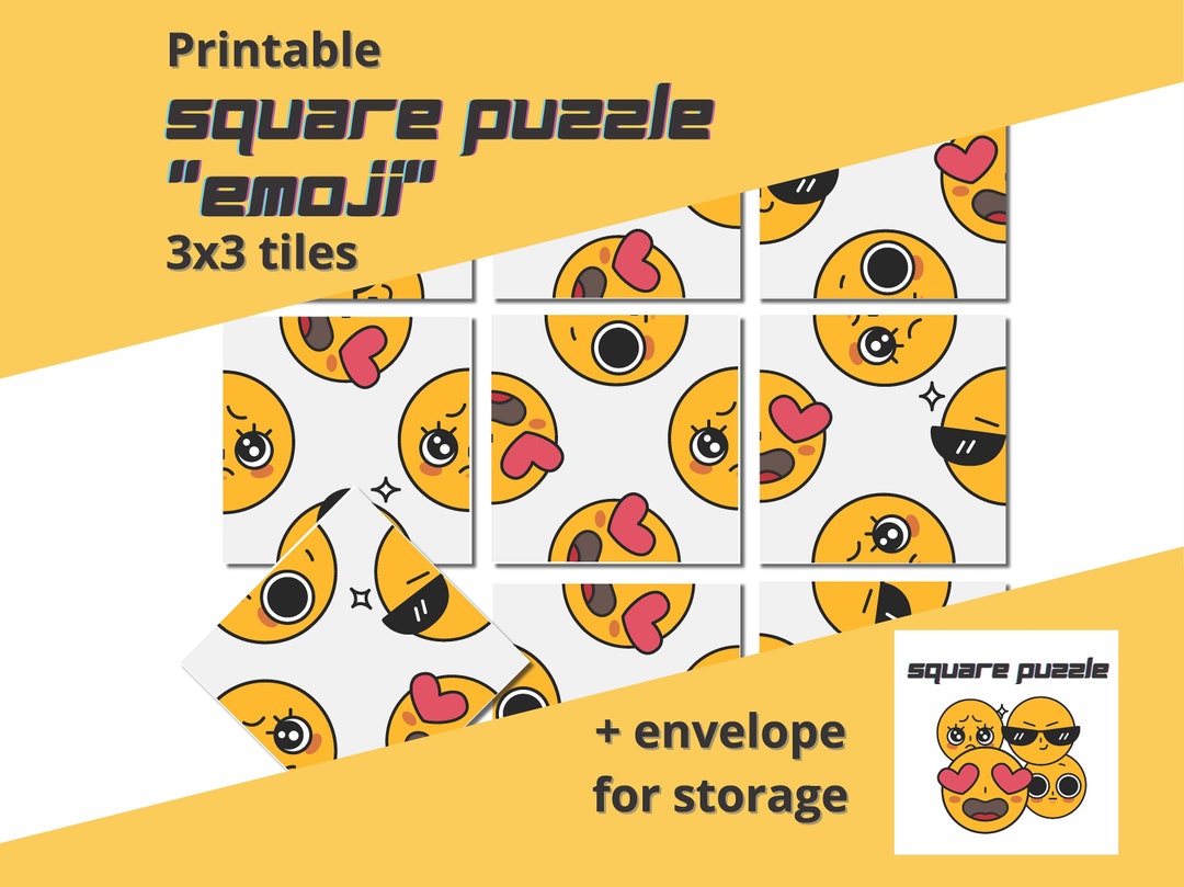 Printable Emoji Game, Square Puzzle Tiles, Emotions Finding Matches ...