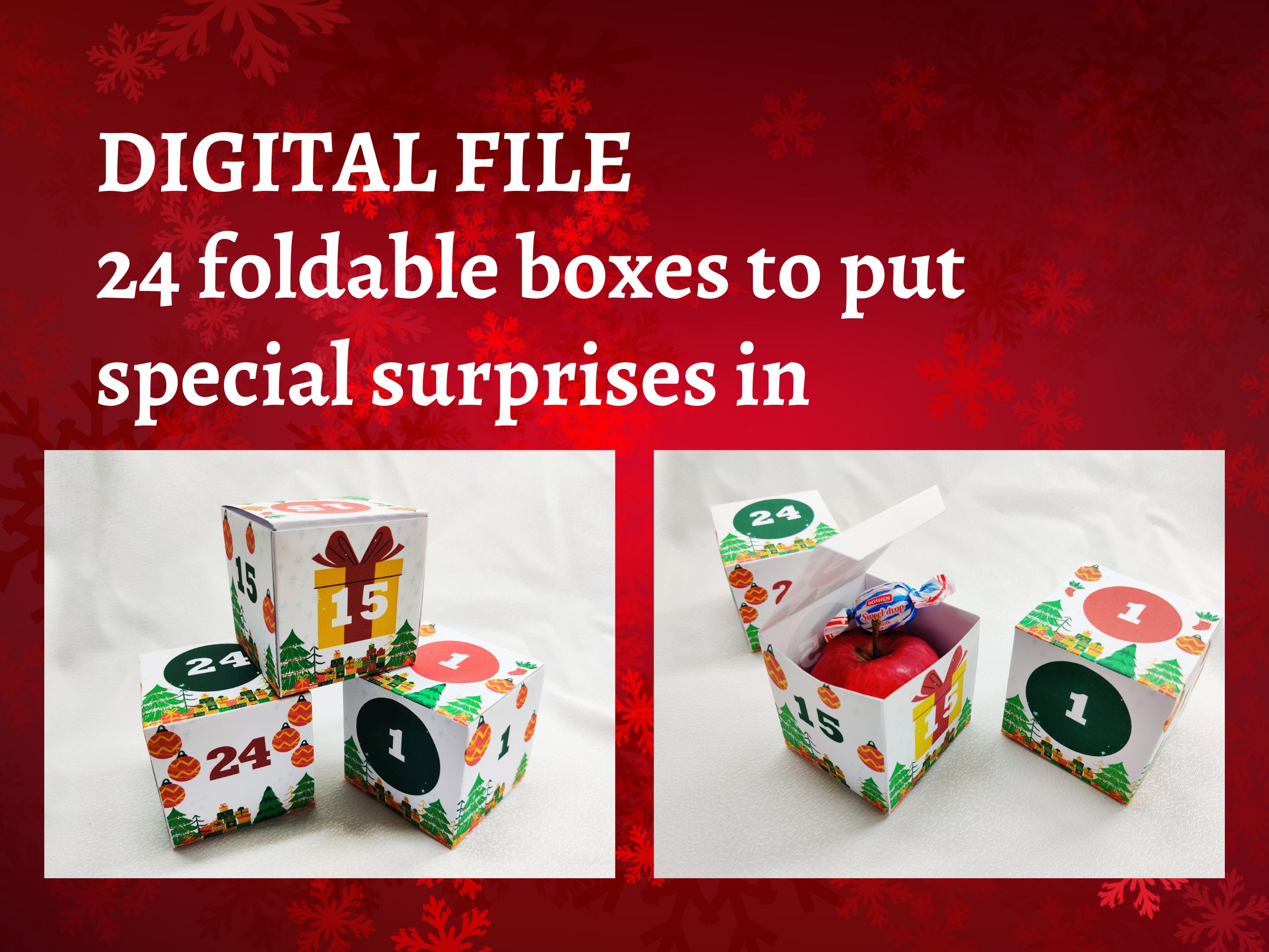Advent Calendar Printable Numbers Boxes, Boxes Template With Numbers 1 ...