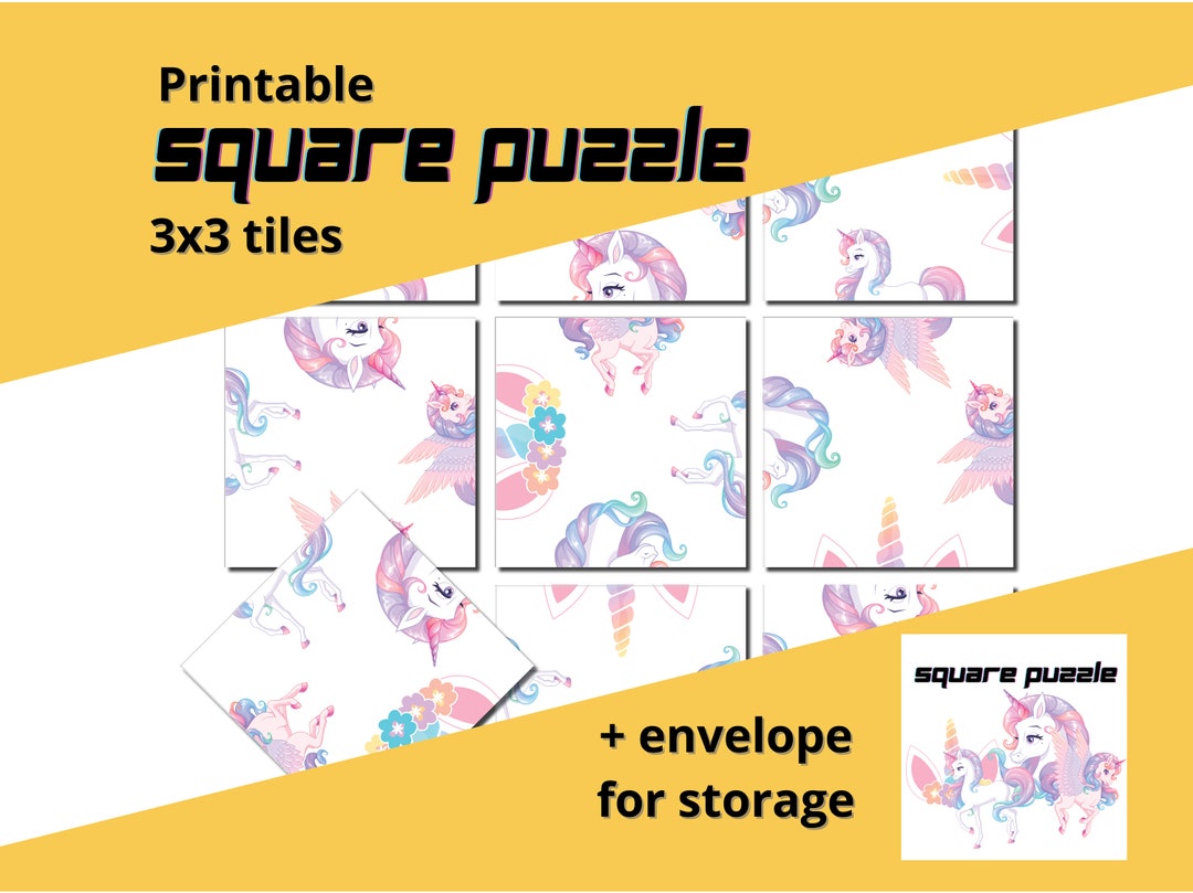Printable Puzzle Unicorns, Activity for Children, Scramble Squares ...