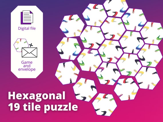 Printable Hexagon 19 Tile Puzzle Game With Shoe Pattern - Etsy