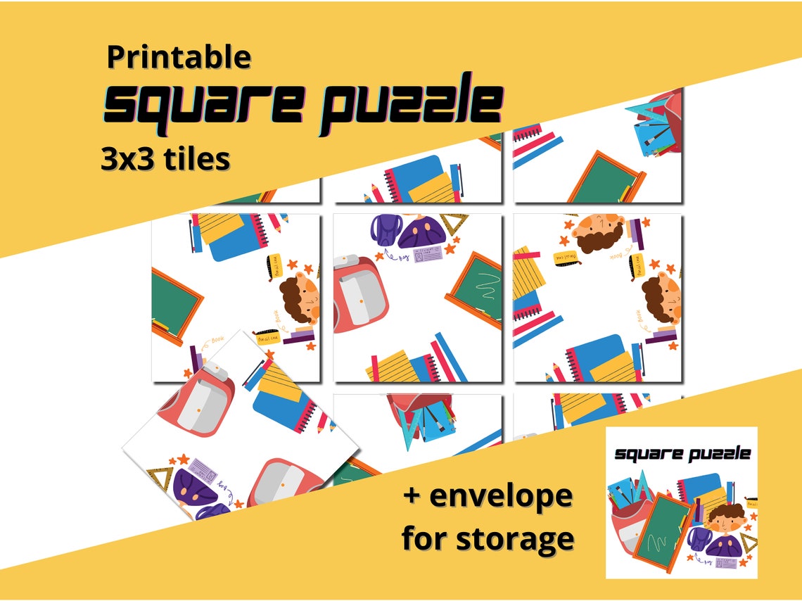 3x3 Scramble Squares Puzzle Game for Kids With Envelope for Storage ...