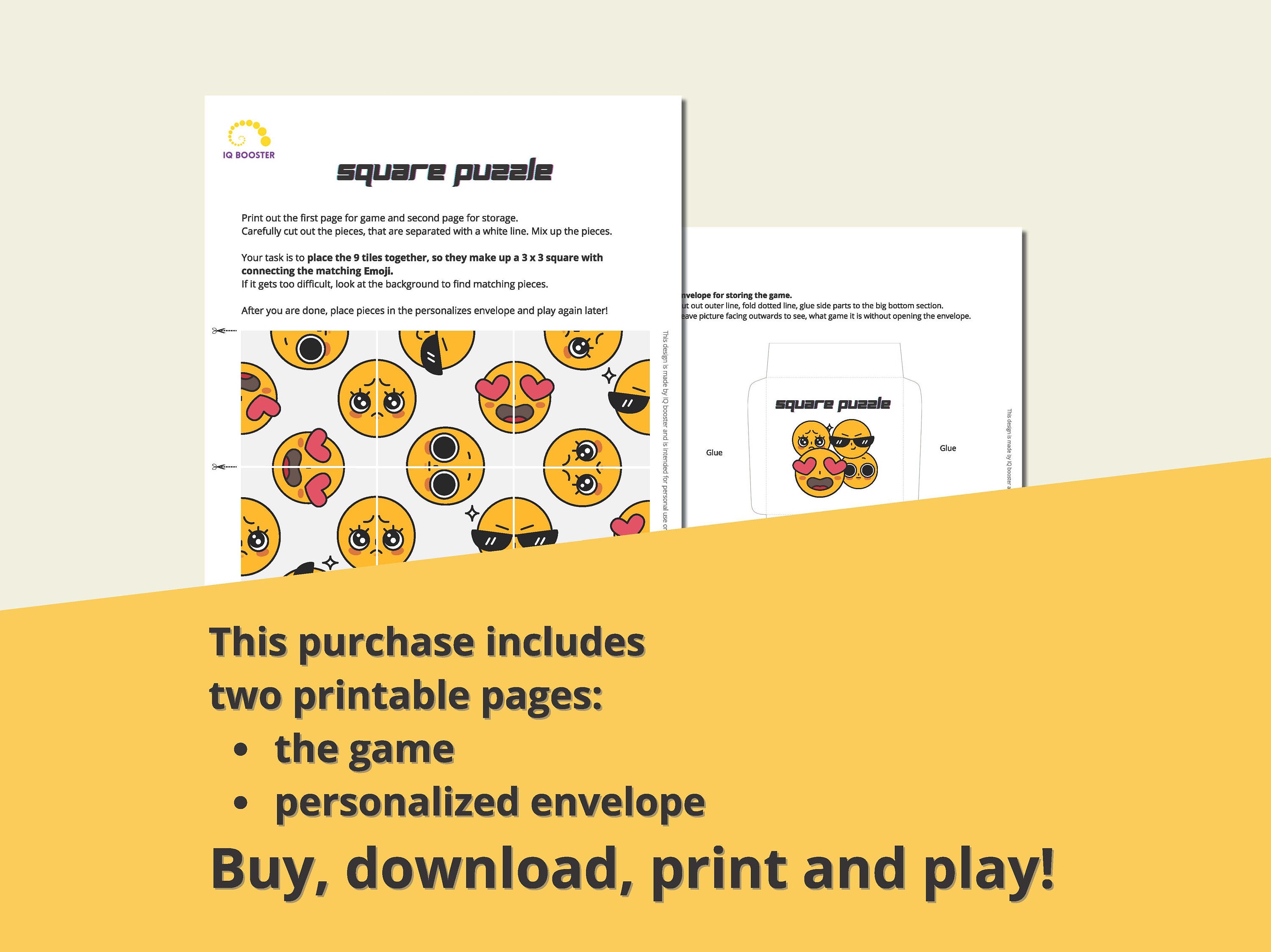 Printable Emoji Game, Square Puzzle Tiles, Emotions Finding Matches ...
