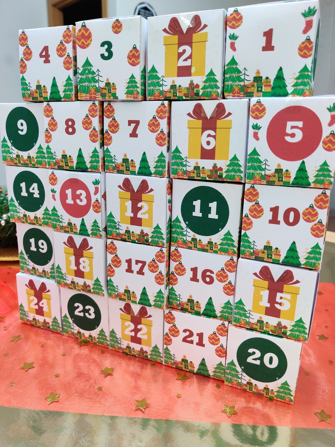 Advent Calendar Printable Numbers Boxes, Boxes Template With Numbers 1 ...