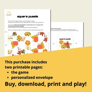 Autumn 3x3 Scramble Squares Puzzle Game for Kids With Envelope for ...